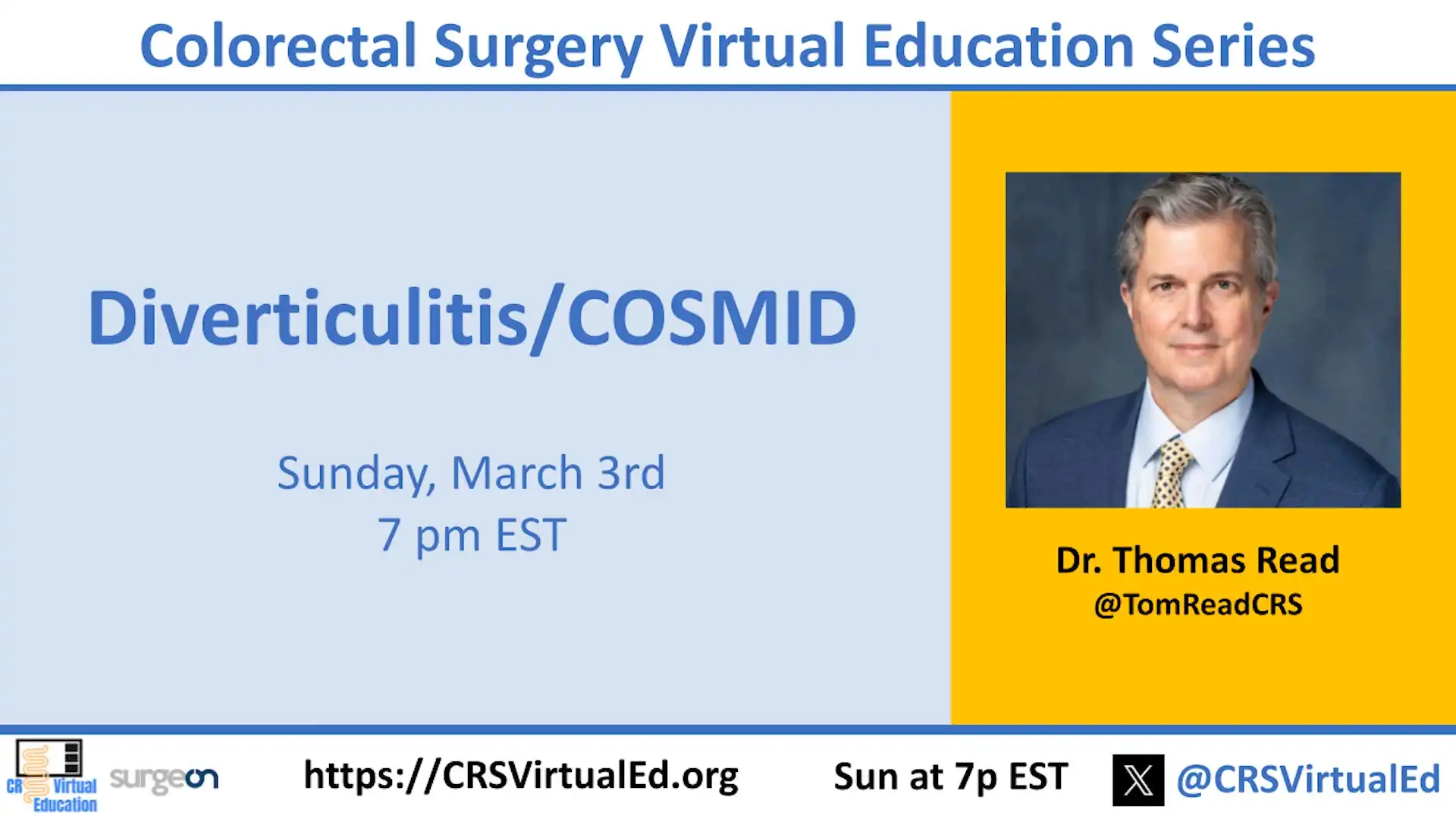 Join us w/ Dr. Thomas Read this Sun 3/3/24 @7p EST for Diverticulitis ...
